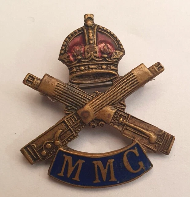 WW1 MOTOR MACHINE Gun Corps Brass & Enamel Sweetheart Brooch badge. KC ...