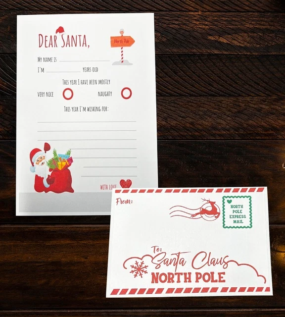 LETTERA DI NATALE bambini a Babbo Natale lista dei desideri busta ...