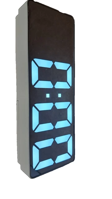 MODERN MIRROR DIGITAL Alarm Clock Blue LED Night Light USB Table ...