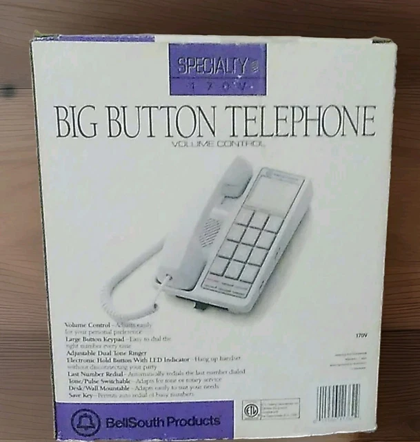 VINTAGE BIG Large Button Phone Land Line Bellsouth for Seniors ...