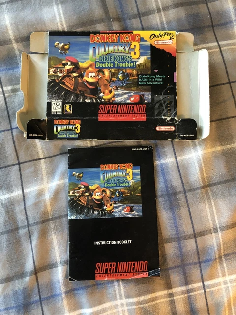 DONKEY KONG COUNTRY 3 Dixie Kongs Double Trouble Nintendo SNES ~ Box ...