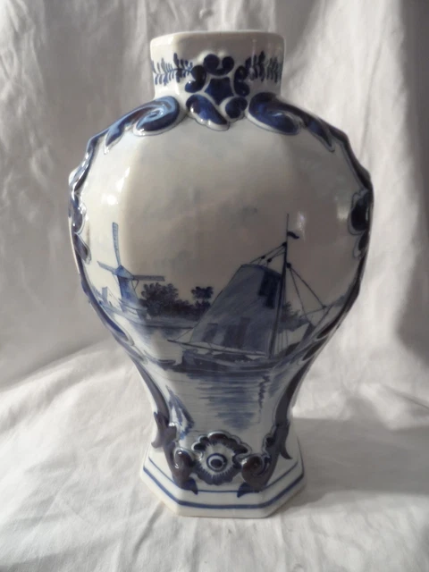 VASE FAIENCE Delft Decor Camaieu Bleu Bateau Et Moulin Par Mathias ...