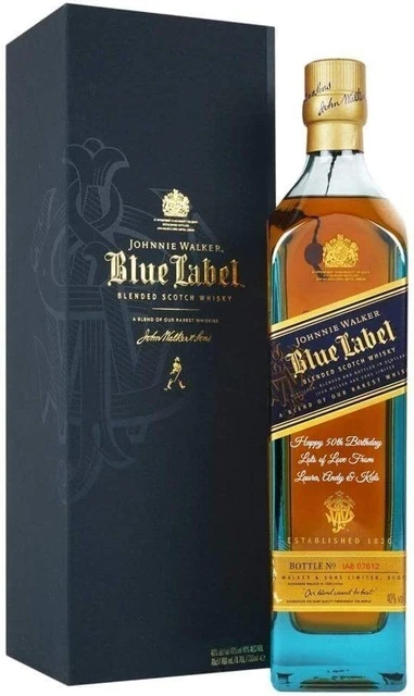 JOHNNIE WALKER BLUE Label Blended Scotch Customised Engraved Whisky ...