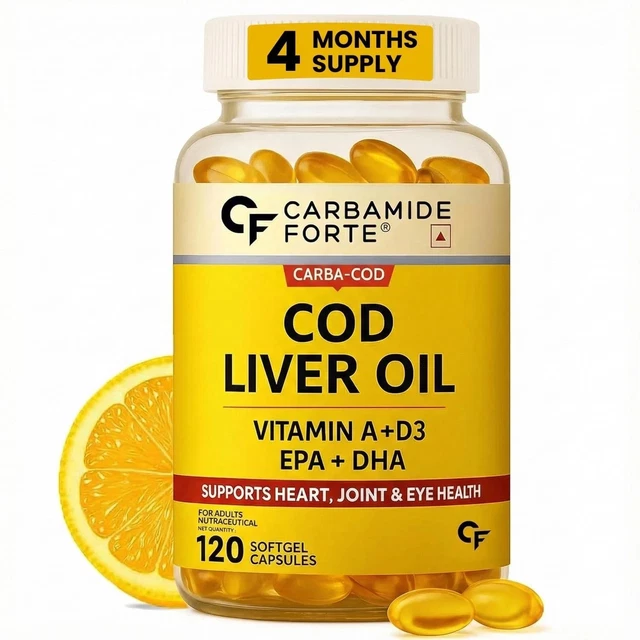 CARBAMIDE FORTE COD Liver Oil Softgels Pack of 2 Fast Shipping £23.21 ...