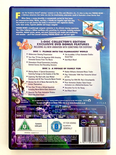 FINDING NEMO FINDET Nemo Special Collection 2 DVDs AUF ENGLISCH Zustand ...