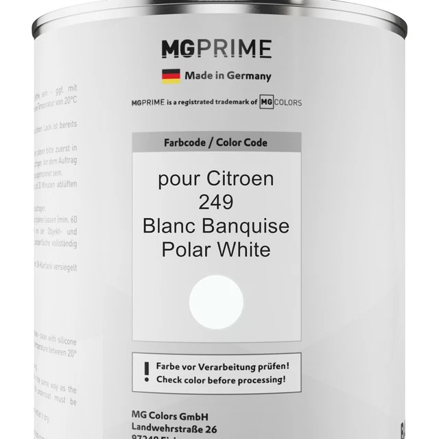 PEINTURE VOITURE POT pour Citroen 249 Blanc Banquise Polar White 1,0l ...