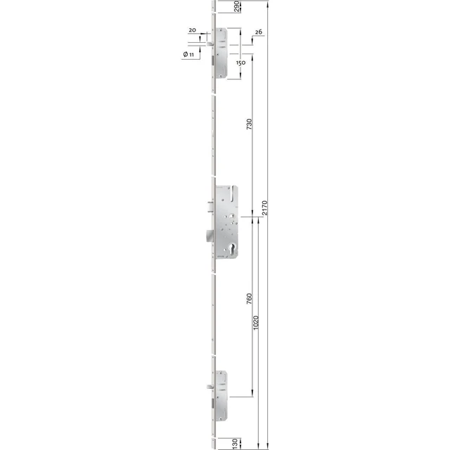 KFV TÜRVERSCHLUSS MEHRFACHVERRIEGELUNG AS BS 2300 16mm Stulp versch ...