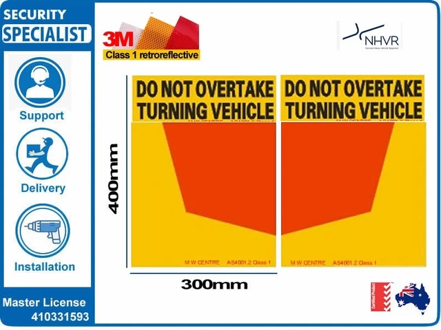 DO NOT OVERTAKE Turning Vehicle Truck/Caravan Sign aluminum pair plate ...