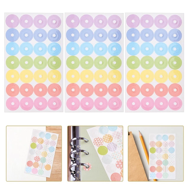 40 SHEET LOOSE Leaf Paper Stickers Hole Reinforcement Adhesive Punch ...