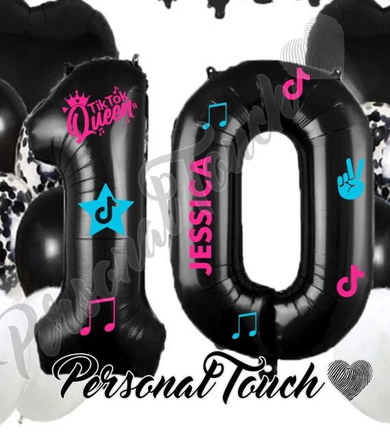 TIKTOK BIRTHDAY PERSONALISED DECAL SET for FOIL NUMBER BALLOON - NAME ...