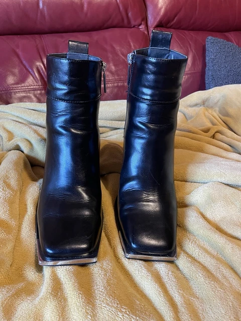 RIVER ISLAND SQUARE Toe Gold Tip Ankle Boots Size 5 £10.00 - PicClick UK