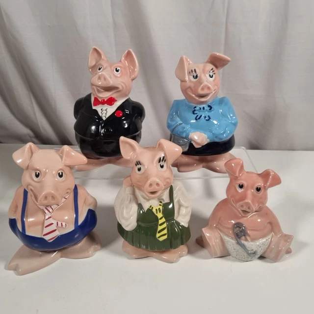 WADE PIGS NATWEST Pigs Full Set Of Five Piggy Banks with original ...
