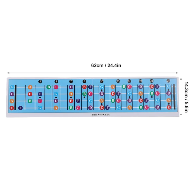 BASS GUITAR FRETBOARD Note Chart Color Coded Quick Learning 4 String ...