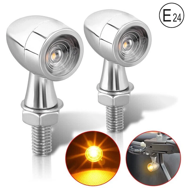 2X 8MM CHROME Motorcycle LED Turn Signal Light Indicator Amber for ...