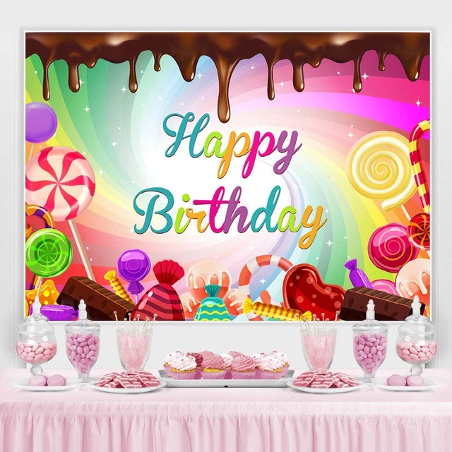 COLOR CANDY WORLD Chocolates Happy Birthday Backdrop $35.97 - PicClick AU
