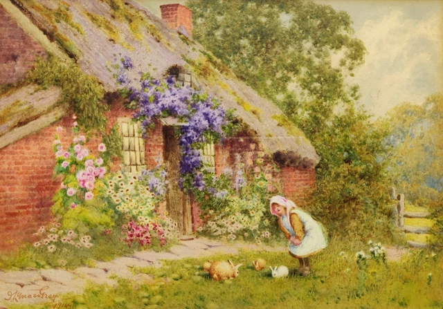 JOHN LYNAS GRAY Signed Original Antique Watercolour Painting, A Child ...