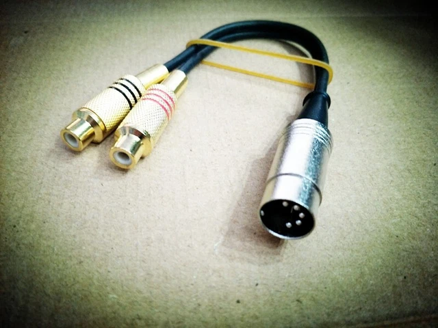 CÂBLE ADAPTATEUR AUDIO stéréo 30 cm 5 broches DIN vers 2 prises phono RCA B&O Naim Quad EUR 17 ...