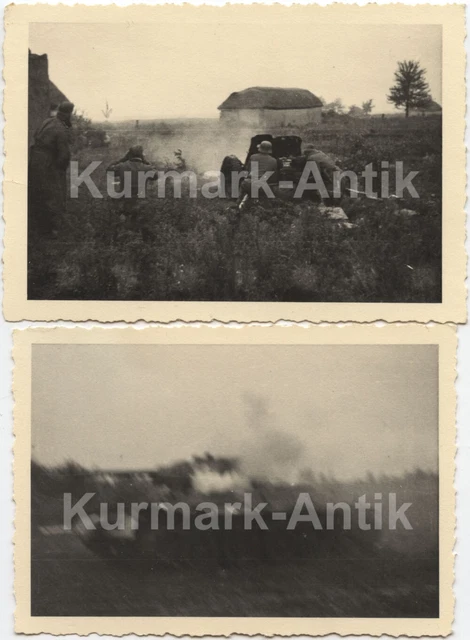 Q379 FOTO WEHRMACHT Panzer Abw. Abtl. 7 Ukraine Beute T34 Abschuss PAK ...