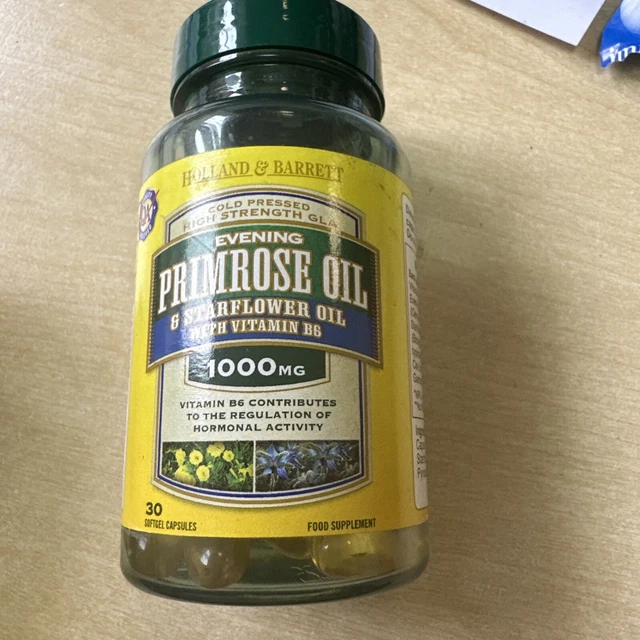 HOLLAND & BARRETT Natural Evening Primrose Oil (1000mg & B6) Capsules £ ...