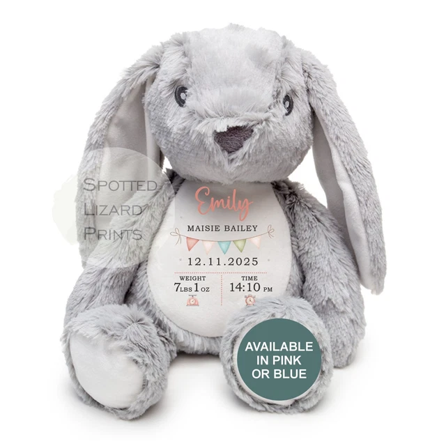 PERSONALISED BABY BUNNY Teddy - Born in 2026 Rabbit - Baby Gift New ...