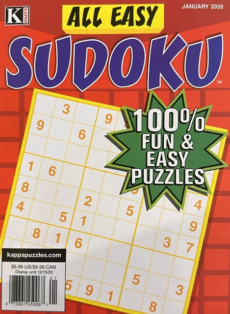 ALL EASY SUDOKU Magazine January 2026 Free Shipping £13.76 - PicClick UK