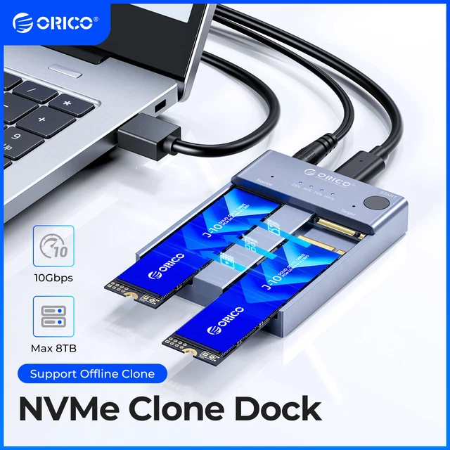 ORICO M.2 NVME Cloner Dual-Bay NVMe Docking Station USB C to NVMe SSD Enclosure £126.99 ...