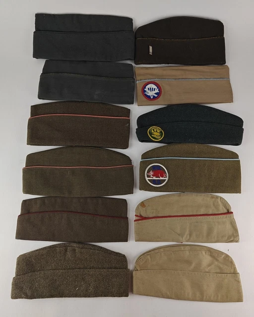 WW2 WWII & Post US Army Side Cap Overseas Hat Lot of 12 Airborne CCC ...