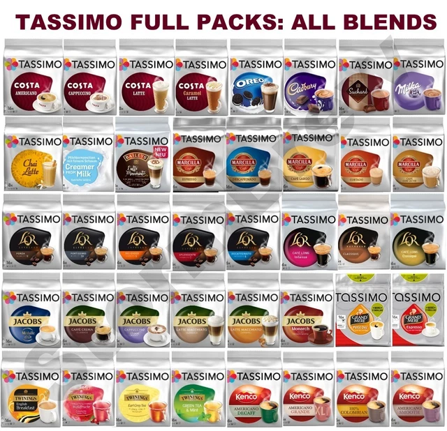 TASSIMO T-DISCS COFFEE Pods: Espresso, Latte, Tea, Hot Choc Capsules ...