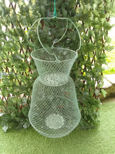 ANCIEN PANIER DE pêche / Nasse à poisson acier inox Ø 25 cm / Maillinox ...