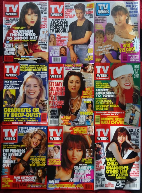 TV WEEK AUSTRALIAN Magazines X 9 - Beverly Hills 90210 Covers - 1993 ...