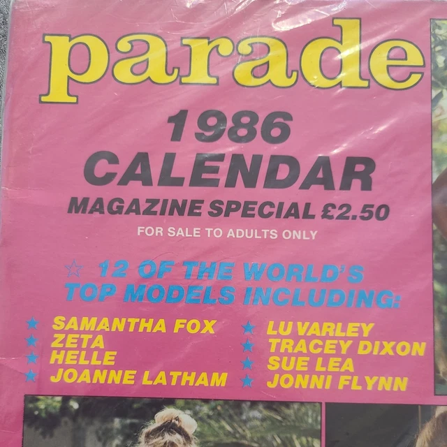VINTAGE PARADE MAG Calendar 1986 Sam Fox,Joanne Latham,Tracey Dixon,Lu ...