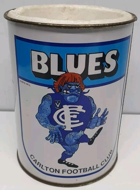 VFL VINTAGE AFL 1976 Carlton Blues Football Club Tin Stubby Holder ...