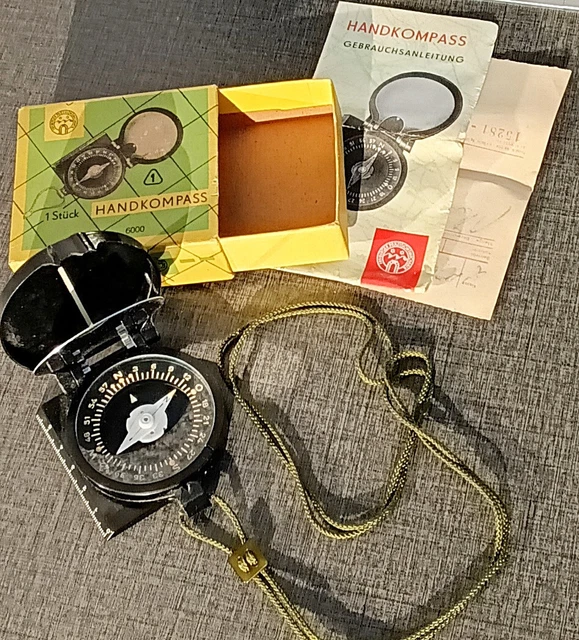 DDR NVA 60ER Jahre Kompaß Marschkompaß VEB Freiberger neuwertig OVP ...