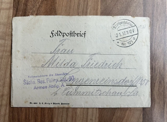 WW1 GERMAN FIELD Post Letter 1917. On Active Service Writing Home. £3. ...