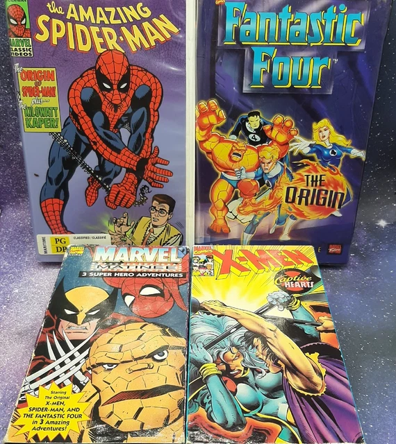 MARVEL COMICS CARTOON VHS Lot of 4 Spiderman- XMen - Fantastic Four ...