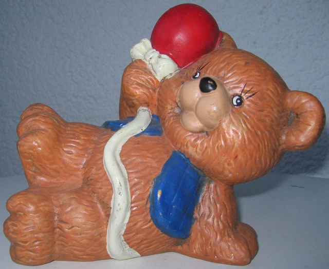 SPARDOSE TEDDYBÄR MIT Luftballon mit Gummideckel Sammler Geldgeschenk ...