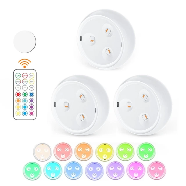 PUCK LIGHTS WITH Remote 13 Colors Changeable RGB LED Under Cabinet ...