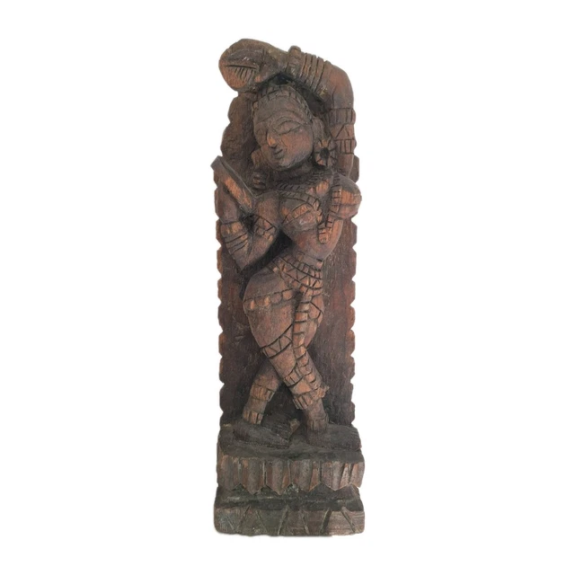 FIGURE ANTIQUE ASIAN Divinity Feminine India 19th Statue Wood Carved ...