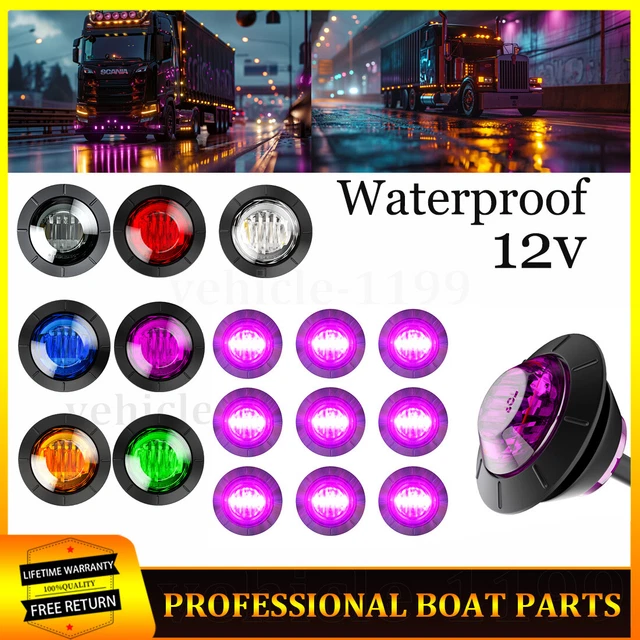 ROUND 3/4& LED Side Marker Lights Truck Trailer DRL Bullet Clearance ...