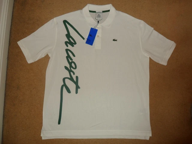 NEW LACOSTE LIVE Large Lacoste Signature Polo Shirt White Green Size 6 Xl Rare EUR 59 45 PicClick FR