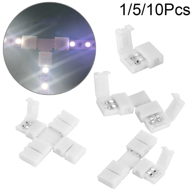 1/5/10PCS NEW SOLDERLESS Clip-on Coupler LED Strip Connector 2Pin PCB ...