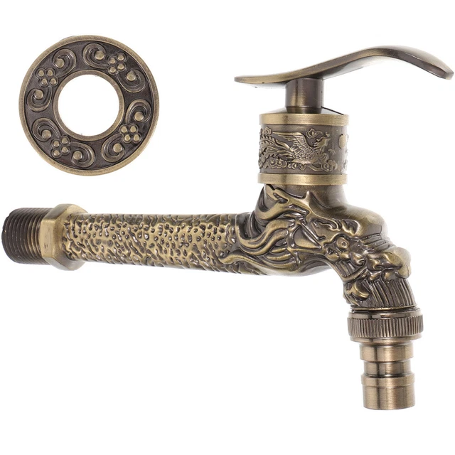 ANTIQUE CHINESE DRAGON Style Wall Mount Water Tap - Single Cold Tap-IQ ...