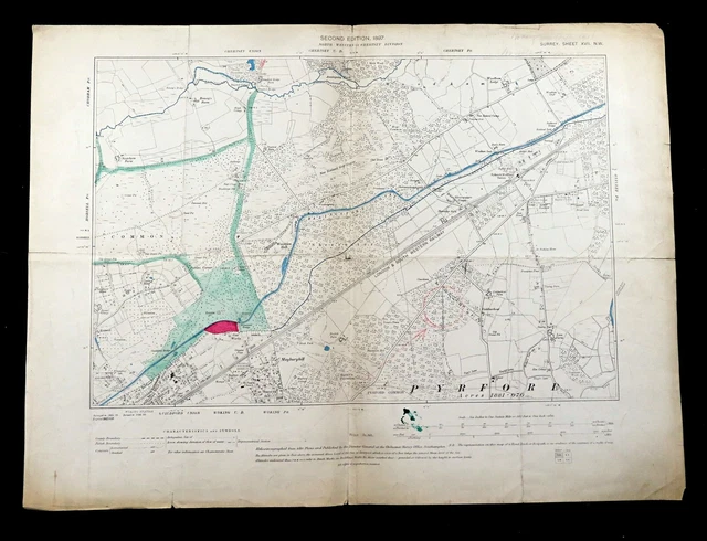 MAP OF SURREY Maybury Hill Woking Pyrford Byfleet Woodham Station ...