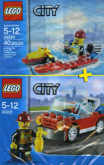 LEGO CITY / Pompiers #30220, #30221 - Fire Car + Fire Speedboat - 100% ...