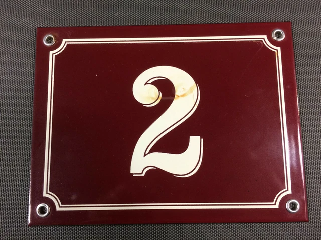 ANCIENNE PLAQUE ÉMAILLÉE de rue NUMERO 2 format 20cm x 15cm déco meuble ...