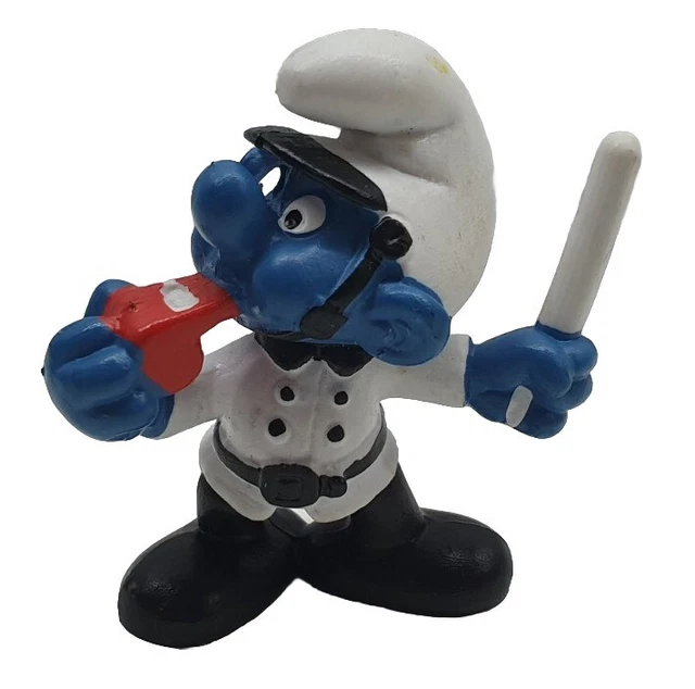 SMURFS VINTAGE 1981 Policeman White Police Uniform Smurf Figure Peyo ...
