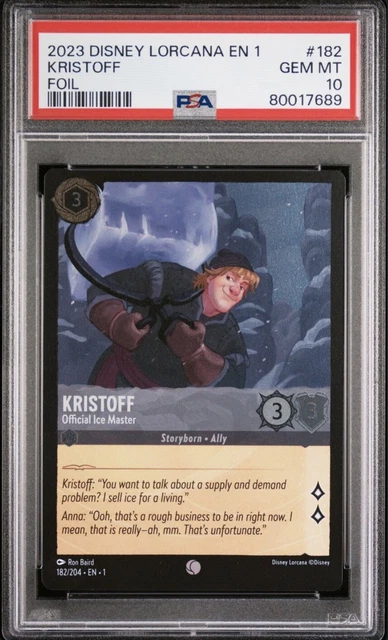 2023 DISNEY LORCANA Kristoff Official Ice Master FOIL 182/204 PSA 10 ...