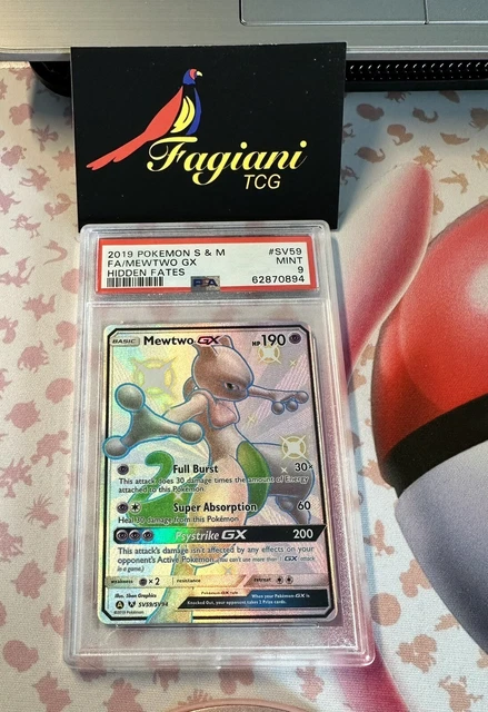 2019 POKEMON TCG Mewtwo GX Hidden Fates Holo Full Art Shiny PSA 9 MINT ...