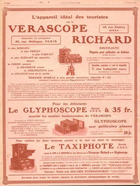 PublicitÉ Ancienne Lappareil Idéal Des Touristes 1916 Issue De Magazine Eur 1200 Picclick Fr 