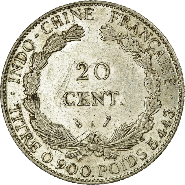 [#21072] COIN, FRENCH Indochina, 20 Cents, 1885, Paris, AU, Silver ...